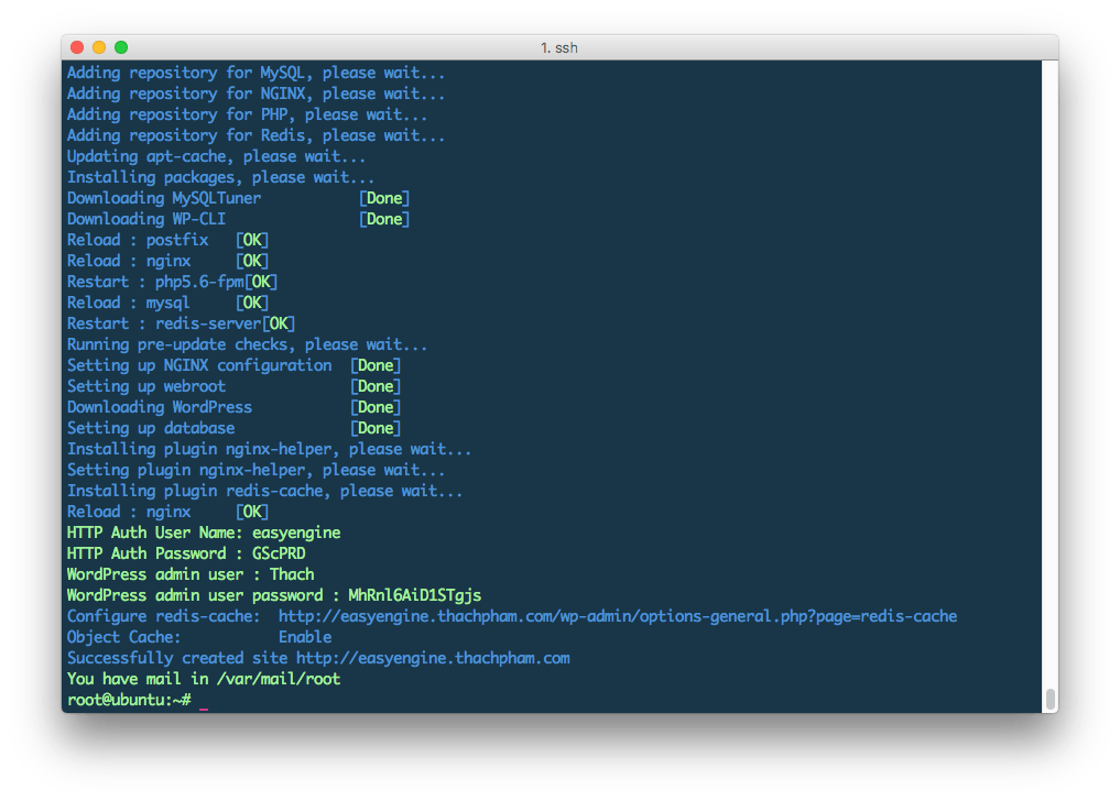 EasyEngine - Lệnh thêm domain và tự cài WordPress